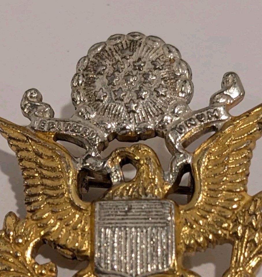 VTG Sterling Silver WW2 US Army/Air Force Officer Eagle Hat Cap Badge ...