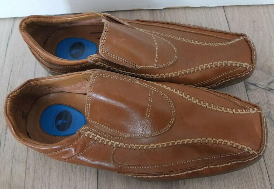 Foot Print Leather Shoes Size 42 G Top Moccasin Slippers Brown | eBay UK