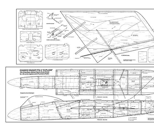 Chance Vought F7U-3 Cutlass 33" Wingspan RC Model Airplane Printed ...
