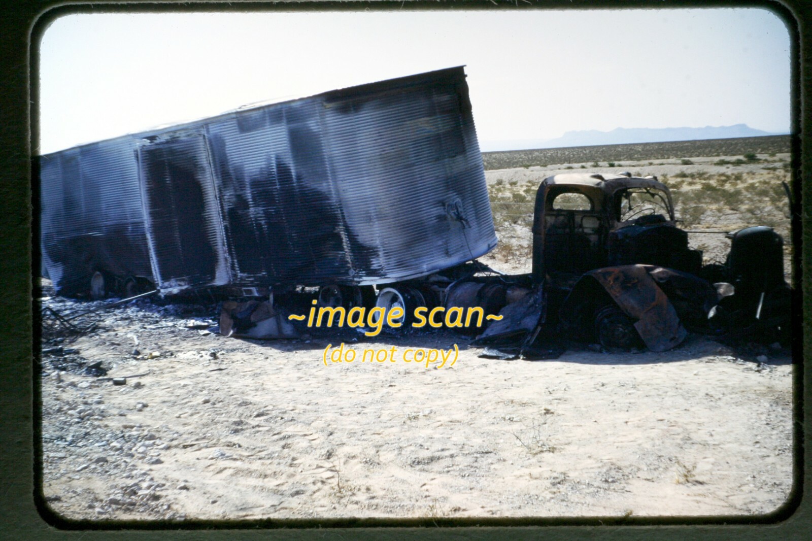Wrecked Semi Truck & Trailer in Texas in early 1950's, Kodachrome Slide ...