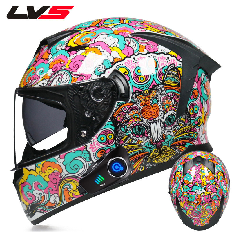 Built-in Motorcycle Bluetooth Helmet Full Face Dual Lens Camera ...