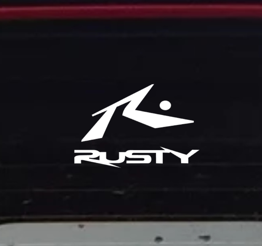 Rusty Surf Skate Windshield Windscreen Laptop Sticker Decal 140mm WHITE ...