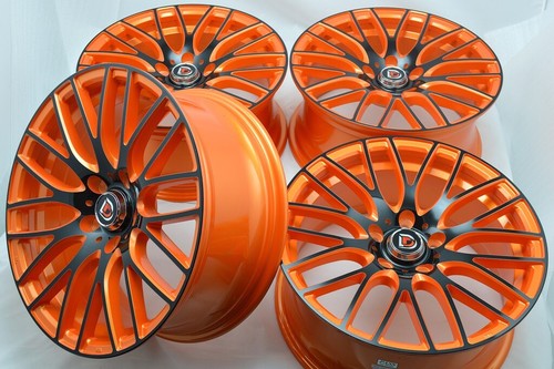 4 New DDR Zuki 18x8 5x114.3 38mm Offset Orange/Polished Black 18" Rims ...