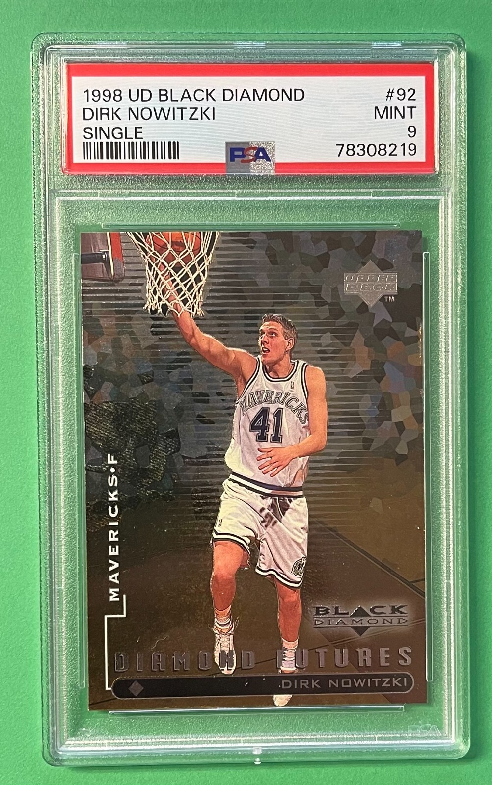 1998-99 UPPER DECK BLACK DIAMOND DIRK NOWITZKI SINGLE #92 ROOKIE RC PSA ...