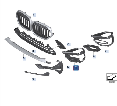 NEW BMW X1 F48 FRONT BUMPER RIGHT GRILLE 51118497248 8497248 | eBay