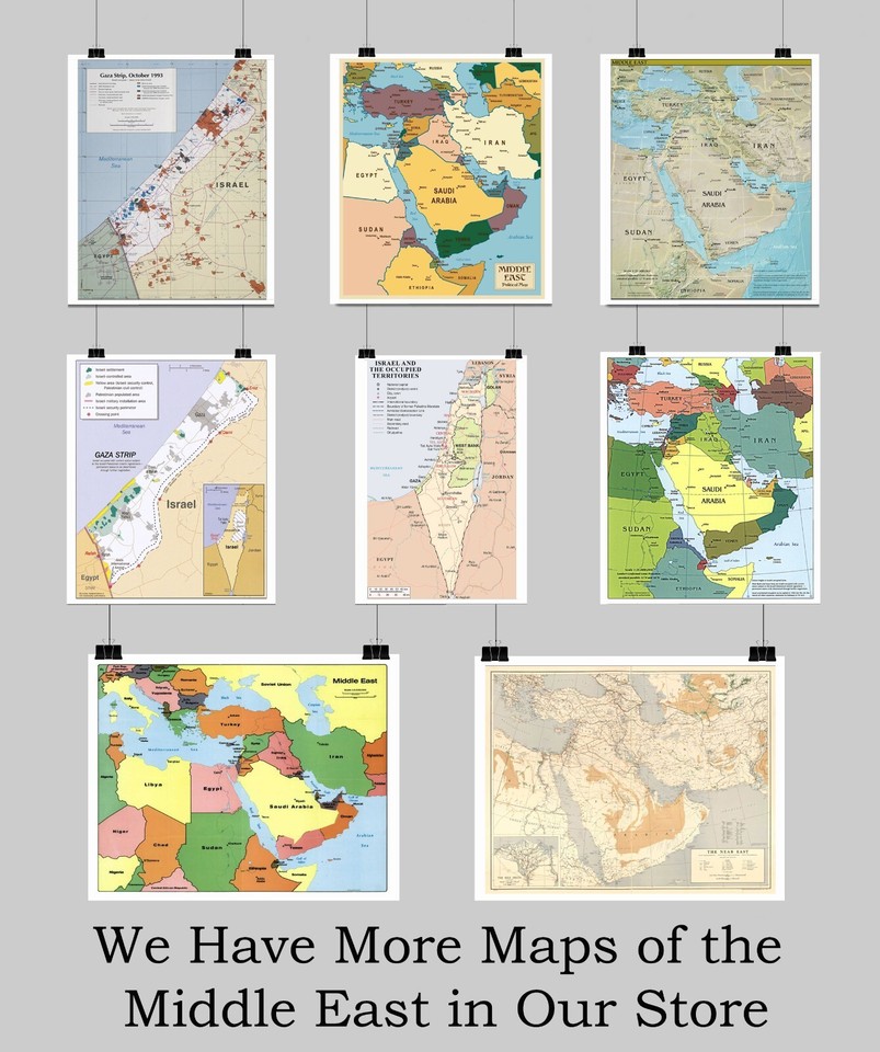 1990 Political Middle East CIA Map Poster with Capitals - Wall Art ...
