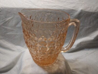 JEANNETTE GLASS HOLIDAY BUTTONS & BOWS PINK 6.5 Inch Pitcher | eBay