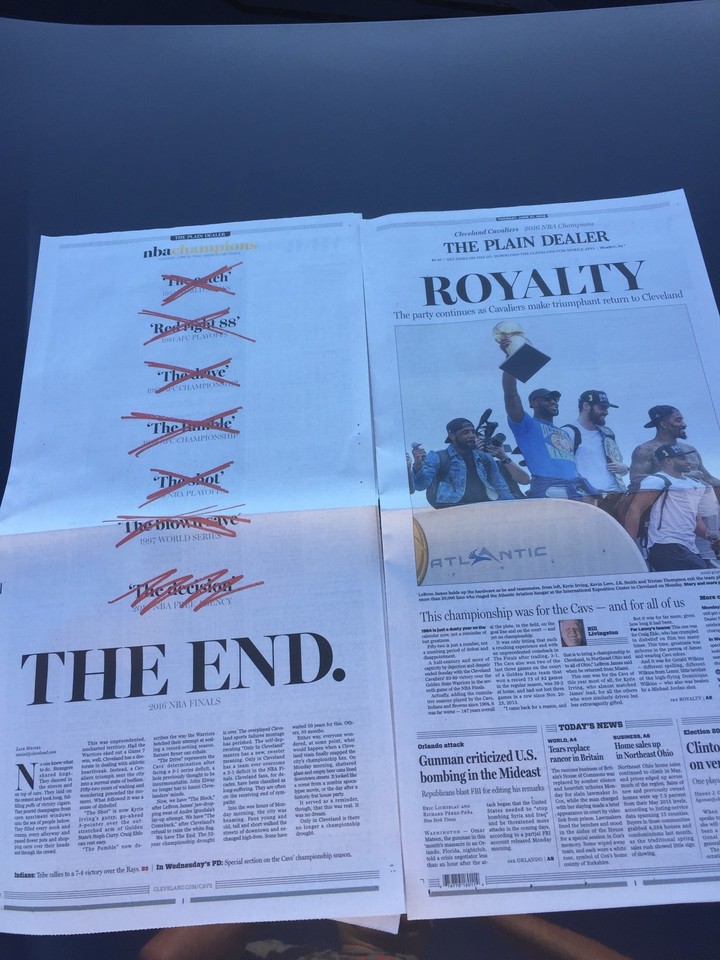 Cleveland Cavs NBA Championship & ECF Plain Dealer Newspaper 6/21/16 ...