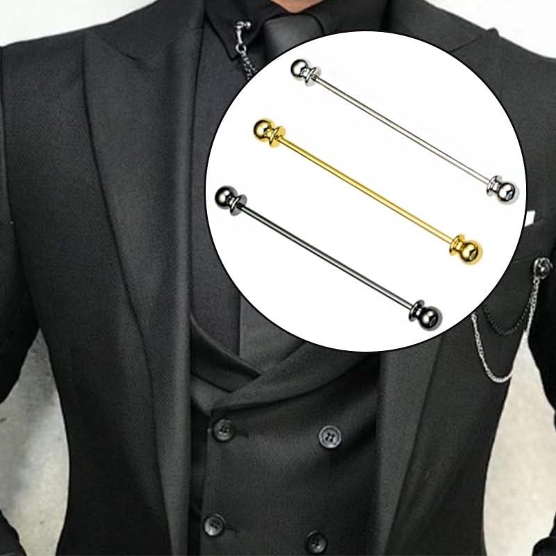 3PCS Men's Brass Ball Collar Tie Pins, Classic Shirt Collar Bar Tie ...