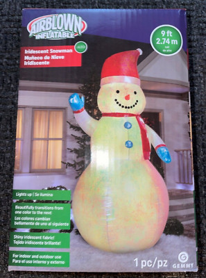 GEMMY AIRBLOWN INFLATABLE IRIDESCENT SNOWMAN LED 9 FT 2.74 M TALL NEW ...
