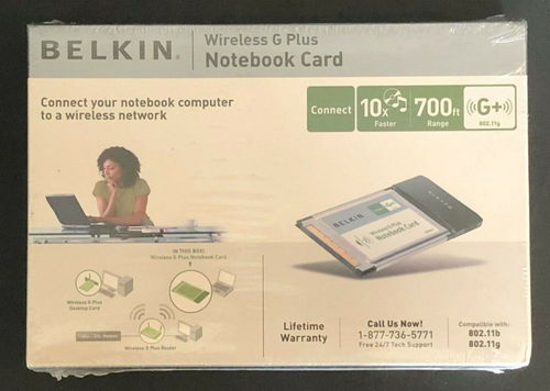 Belkin Wireless G Plus Notebook Card 2006 NEW SEALED Windows 2000 or XP ...