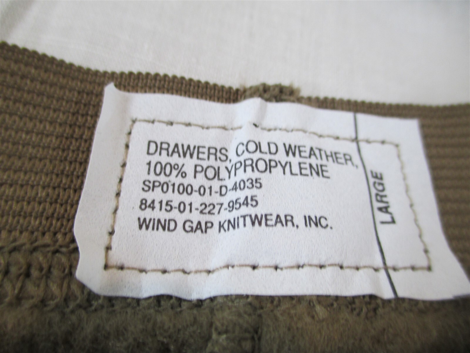 Polypro Large Drawers Mid Weight Thermal Layer Army USGI 8415-01-227 ...