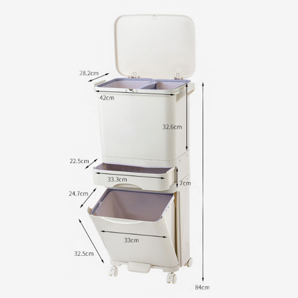 Rolling 38/42L Recycling Bin Waste Rubbish Sorting Plastic Recycle ...