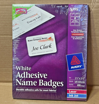 Avery White Adhesive Name Badges 5395