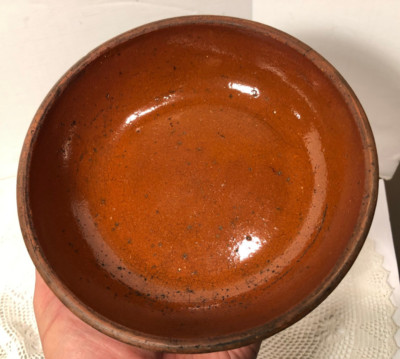 Antique 19th Century REDWARE DISH PIE PLATE BLACK BOTTOM Pottery ...
