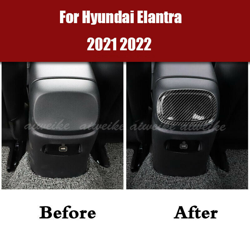 Carbon Car Rear Armrest Box Frame Cover Decor Trim For Hyundai Elantra ...