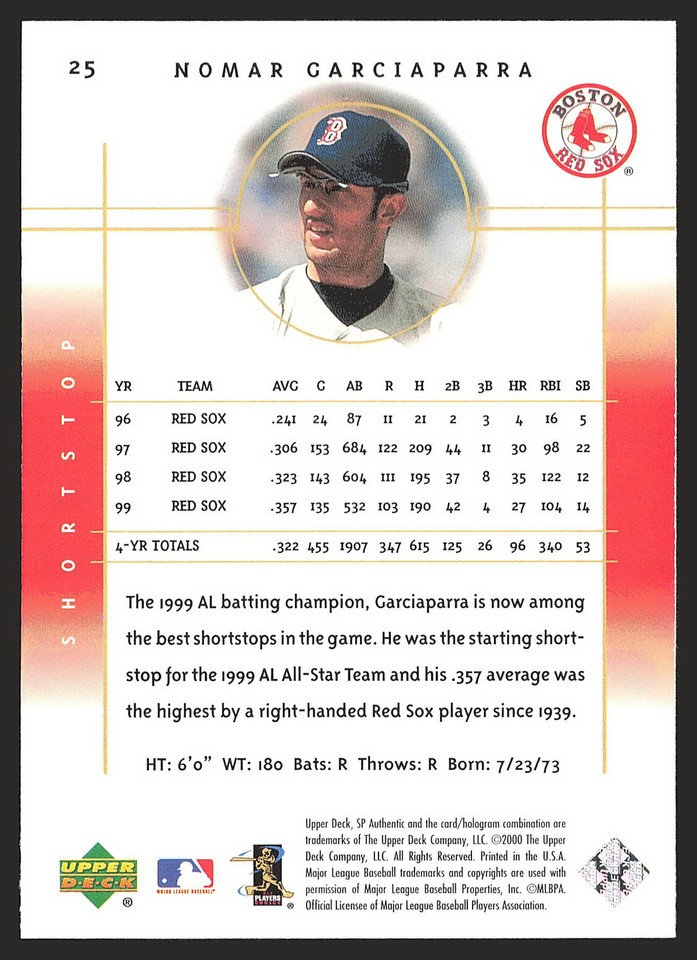 2000 SP Authentic #25 Nomar Garciaparra | eBay