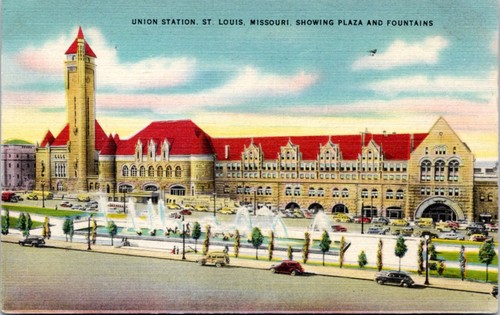 Postcard MO St. Louis - Union Station Showing Plaza and Fountains | eBay