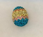 SPARKLING COLORED SPRING EASTER EGG PIN MADE WITH PINK BLUE & YELLOW ...