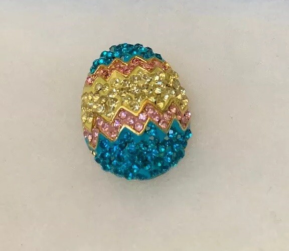 SPARKLING COLORED SPRING EASTER EGG PIN MADE WITH PINK BLUE & YELLOW ...