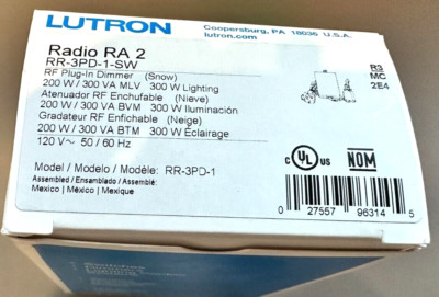 Lutron RR-3PD-1-SW RadioRA 2 RF Plug-in Dimmer White RR 3 PD 1 SW SHIPS ...