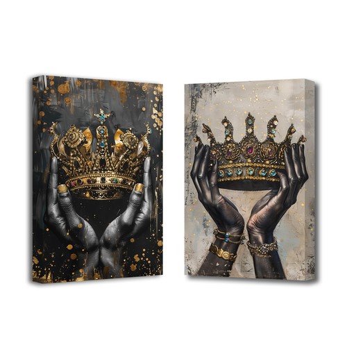 Crown Canvas Wall Art 2 Pieces King and Queen Crown Pictures Prints ...