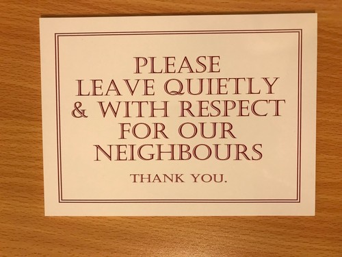Hotel Pub Bar Restaurant PLEASE LEAVE QUIETLY PLASTIC SIGN OR STICKER ...