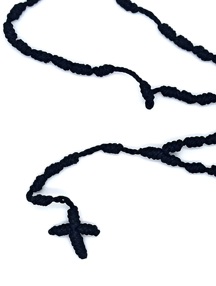 Rosary Black Prayer Rope Orthodox Handmade Cross Holy Land Christian ...