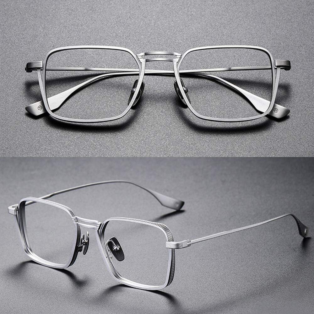 Man Handmade Metal Retro Square Eyeglasses Frame Ultra Light Spectacle ...