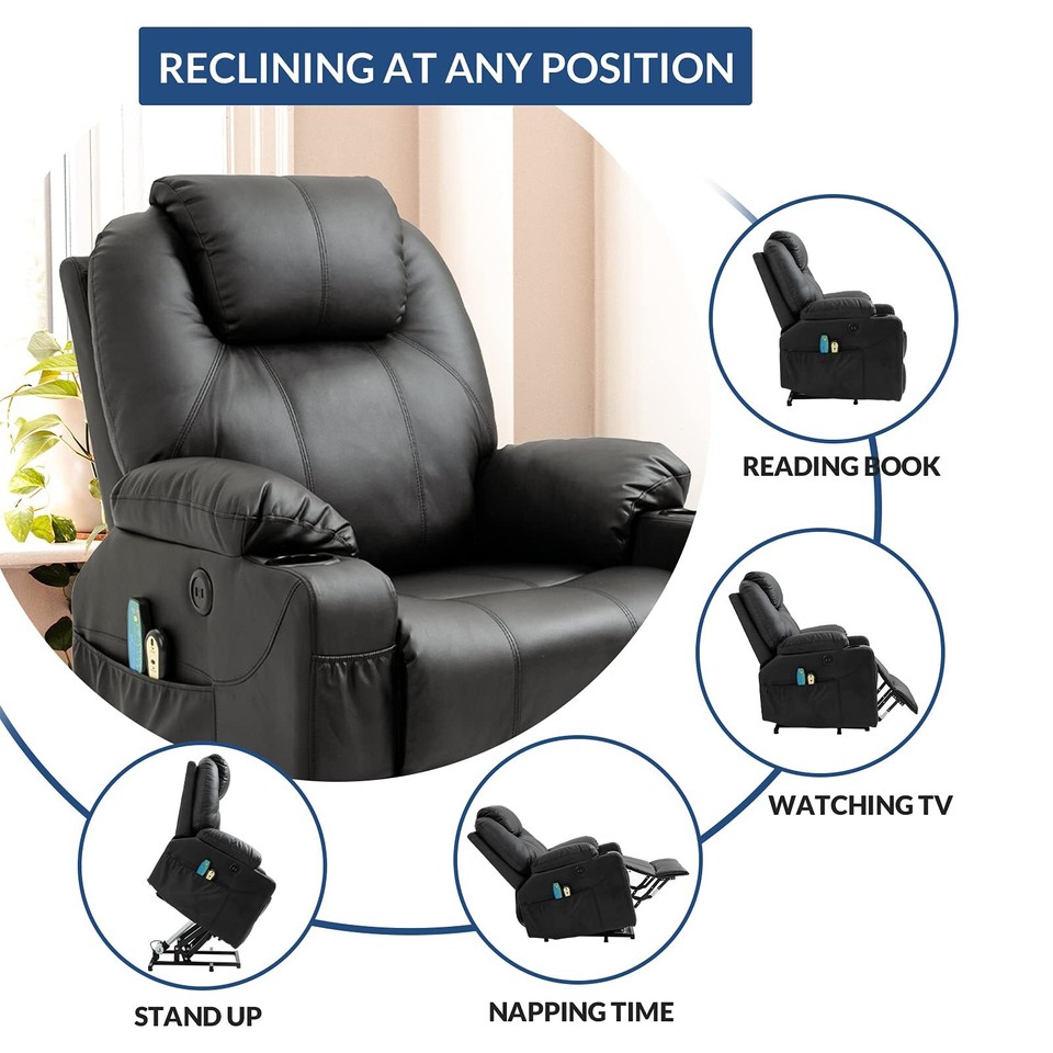 Electric Power Lift Recliner Chair for Elderly with Massage Heat Remote ...