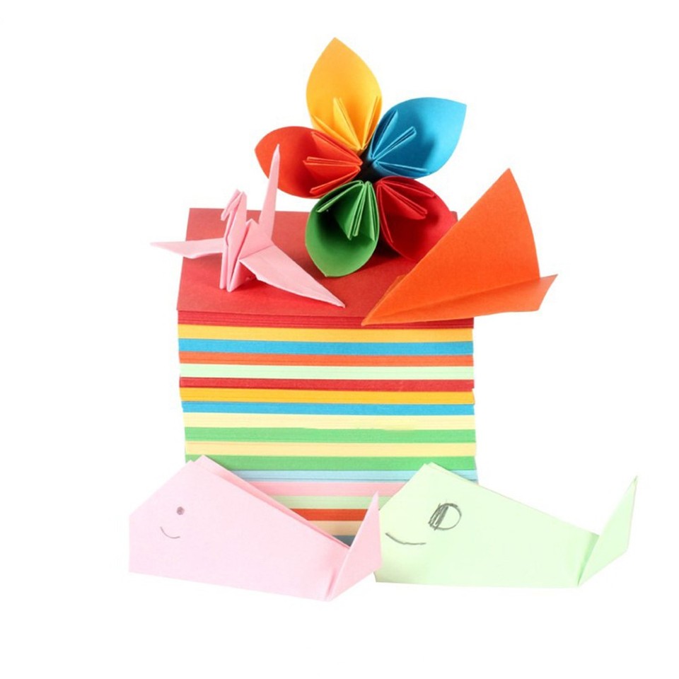 100 Sheets Origami Folding Paper Double Sided Color Decorative Coloured ...