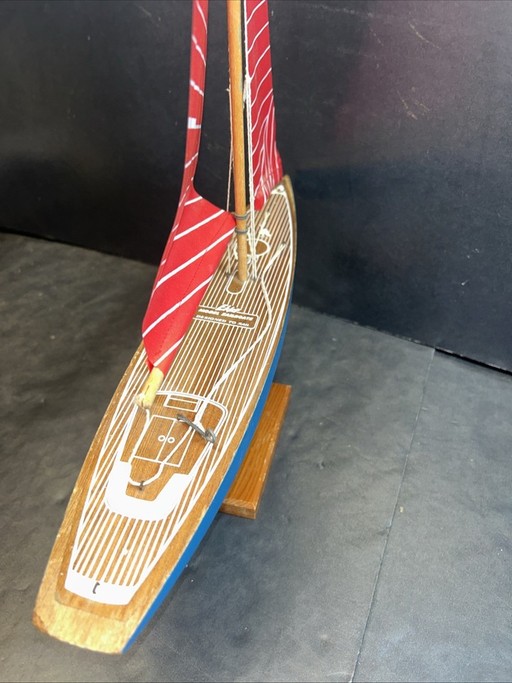 Vintage Pond Sailboat Model RARE EKLOF TOYS Mound Minn with Stand Sail ...