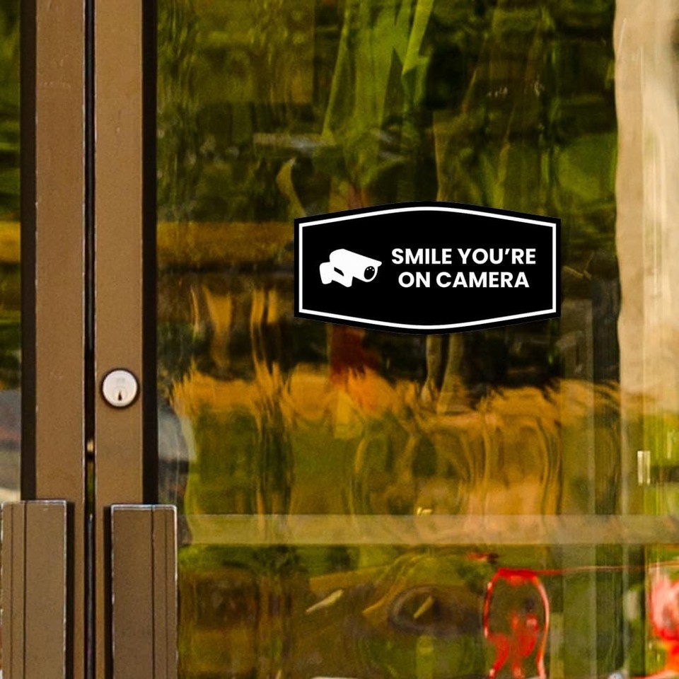 1 Pack Smile Youre On Camera Sign, Small, Red, Security, Warning ...