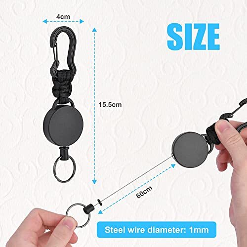 2 Pcs Locking Retractable Keychain Key Reel ID Badge Holder with 23 ...