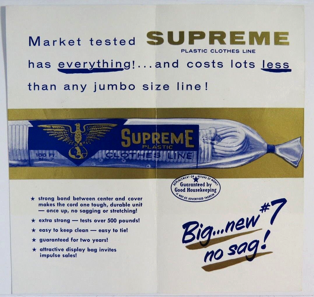 Supreme Plastic Clothes Line Samson Cordage Works Boston Advertising ...