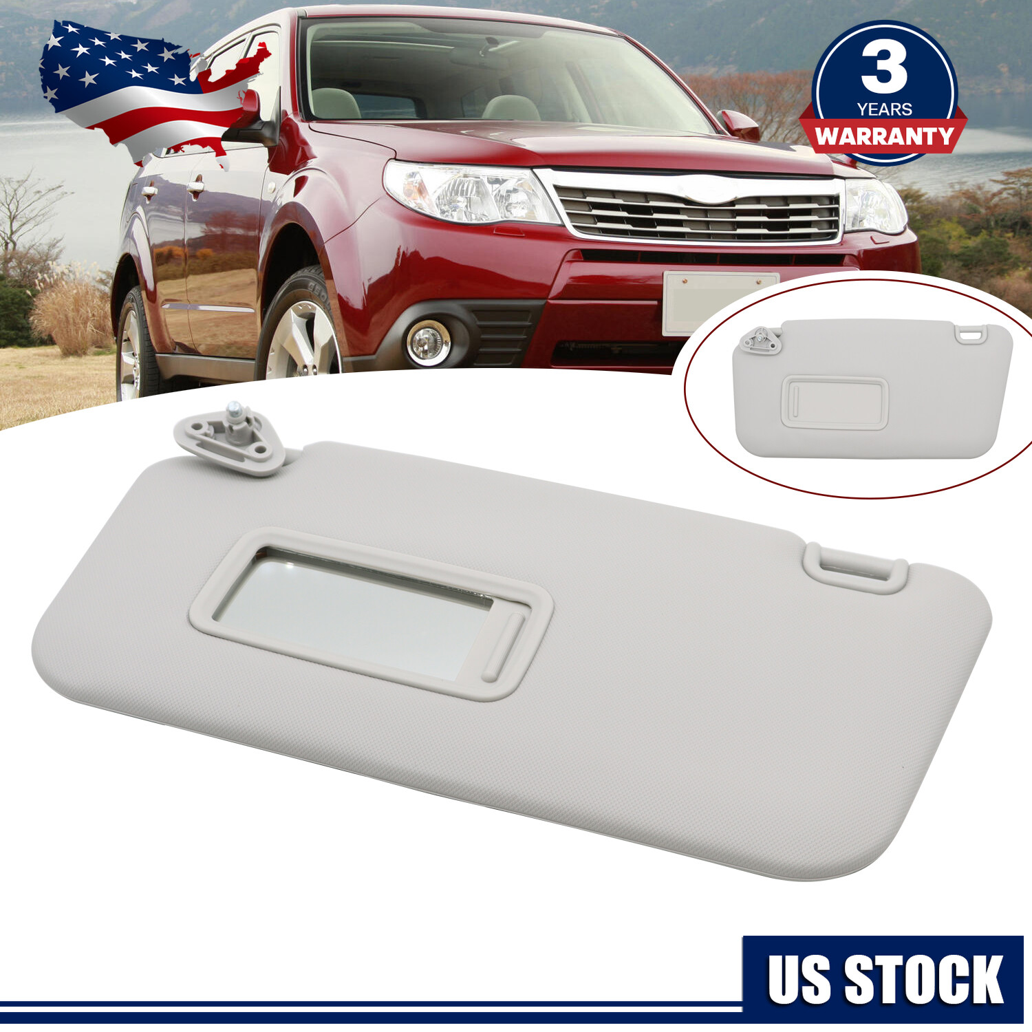 Left Side Driver Side Sun Visor For 2009-2013 Subaru Forester Gray ...