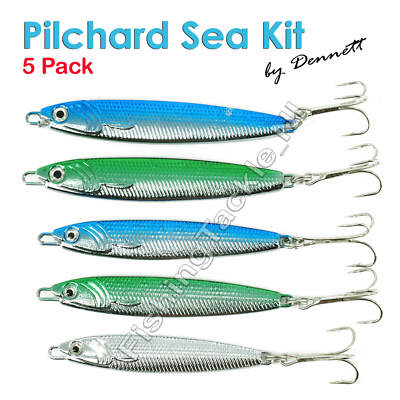 Dennett Pilchard Jig Kit 5 Pack Assorted Sea Fishing Sprat Lures ...