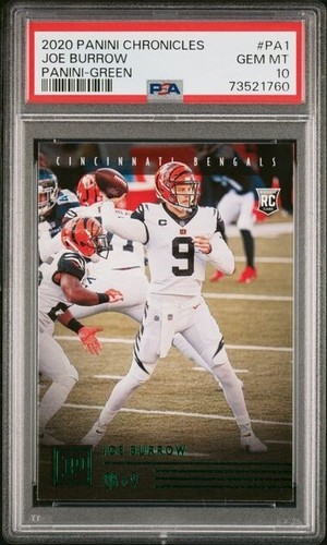 2020 Panini Chronicles PANINI GREEN Joe Burrow Rookie Card #PA1 PSA 10 ...