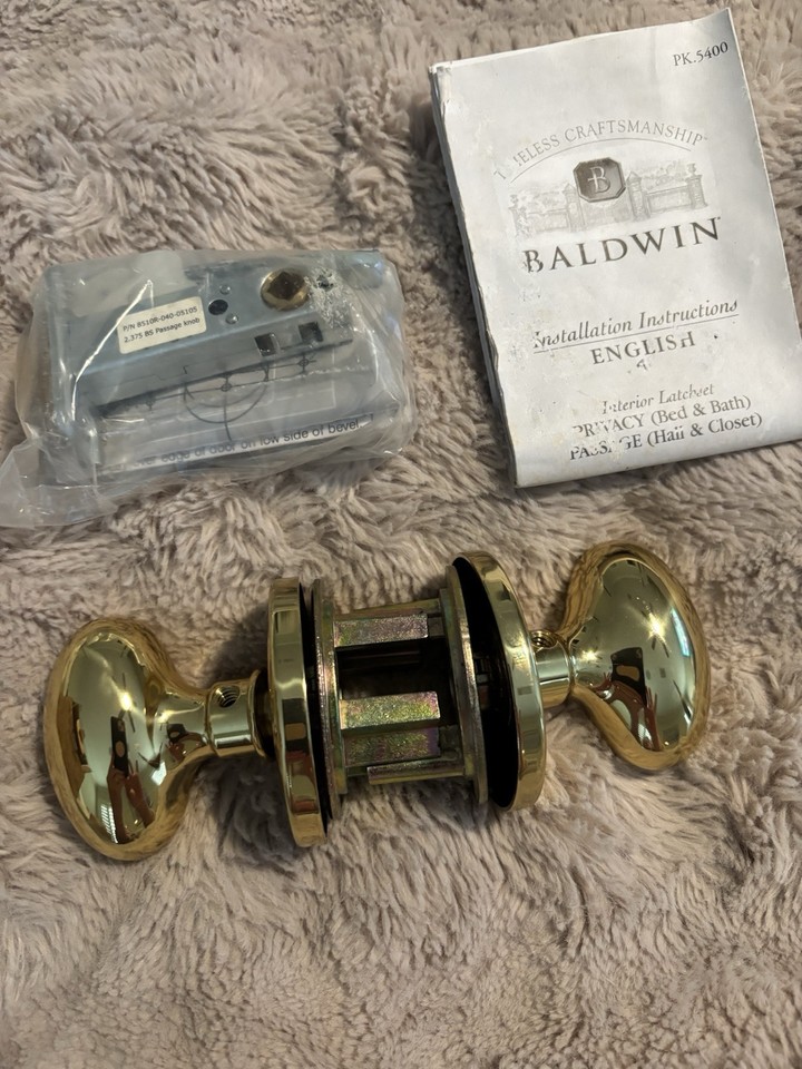 Baldwin 5425-030 PASS Egg Knob Oval Latch Set High Polish Brass New OS ...