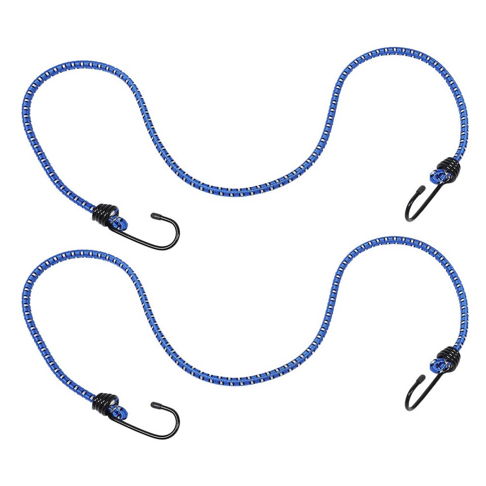 2 Pcs Carabiner Elastic Rope Bike Luggage Tied Adjustable Length Cord ...