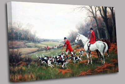 Fox Hunting Calling up the Hounds Canvas Wall Art Picture Print | eBay