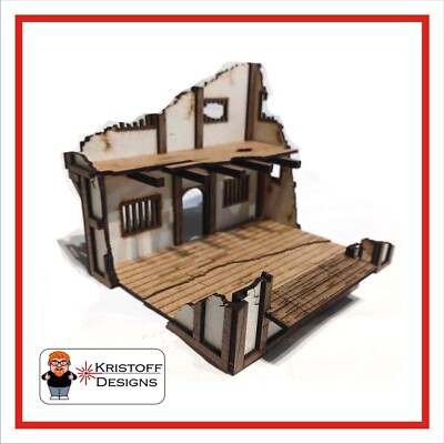 28mm Fantasy Tudor Style Destroyed building A MDF Painted Terrain | eBay UK