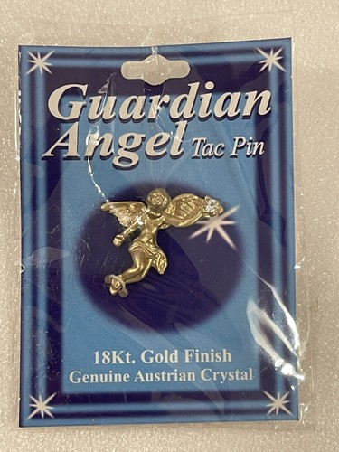 NEW Guardian Angel Tac Pin w Genuine Austrian Crystal & 18K Gold Finish ...