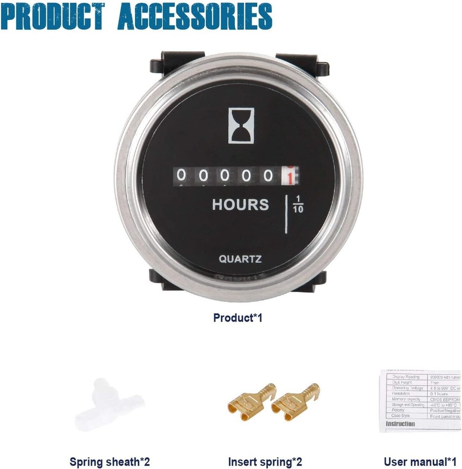 DC 6V 8V 12V 24V 36V 48V 80V Hour Meter for Snowmobile Boat Generators ...