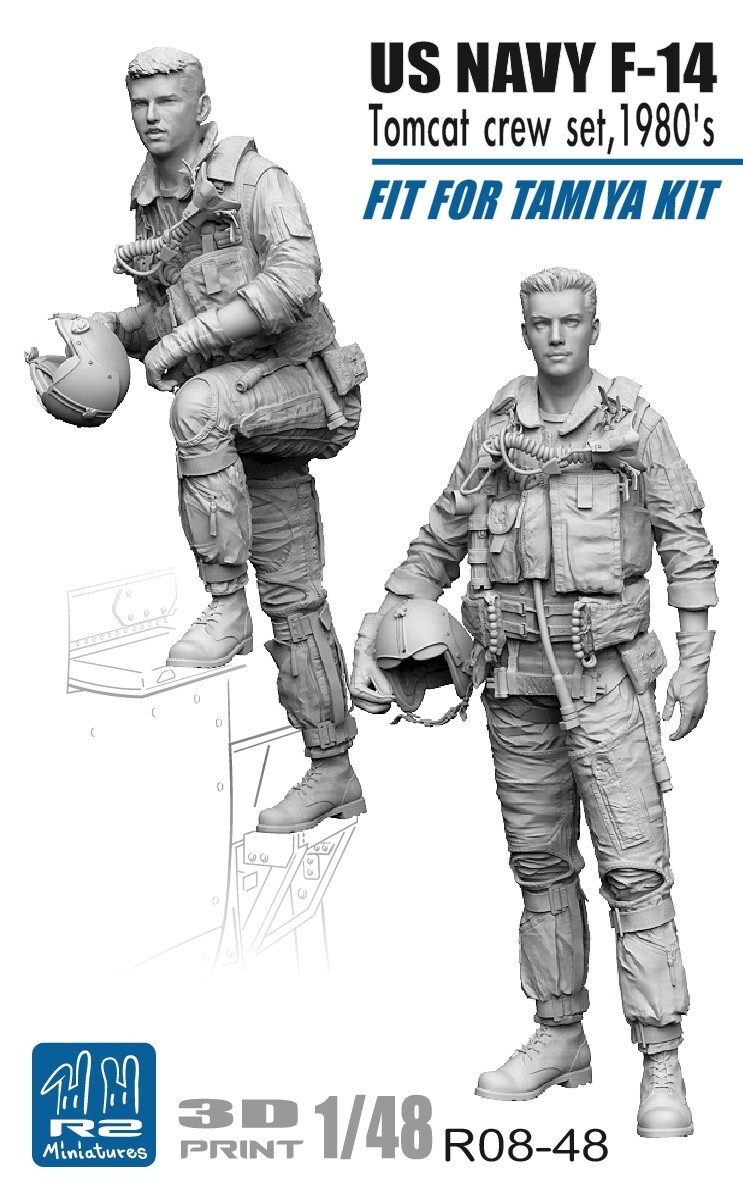 1/48 1980's USN U.S. NAVY F-14 PILOTS DUO unpainted R08-48 by R2 ...