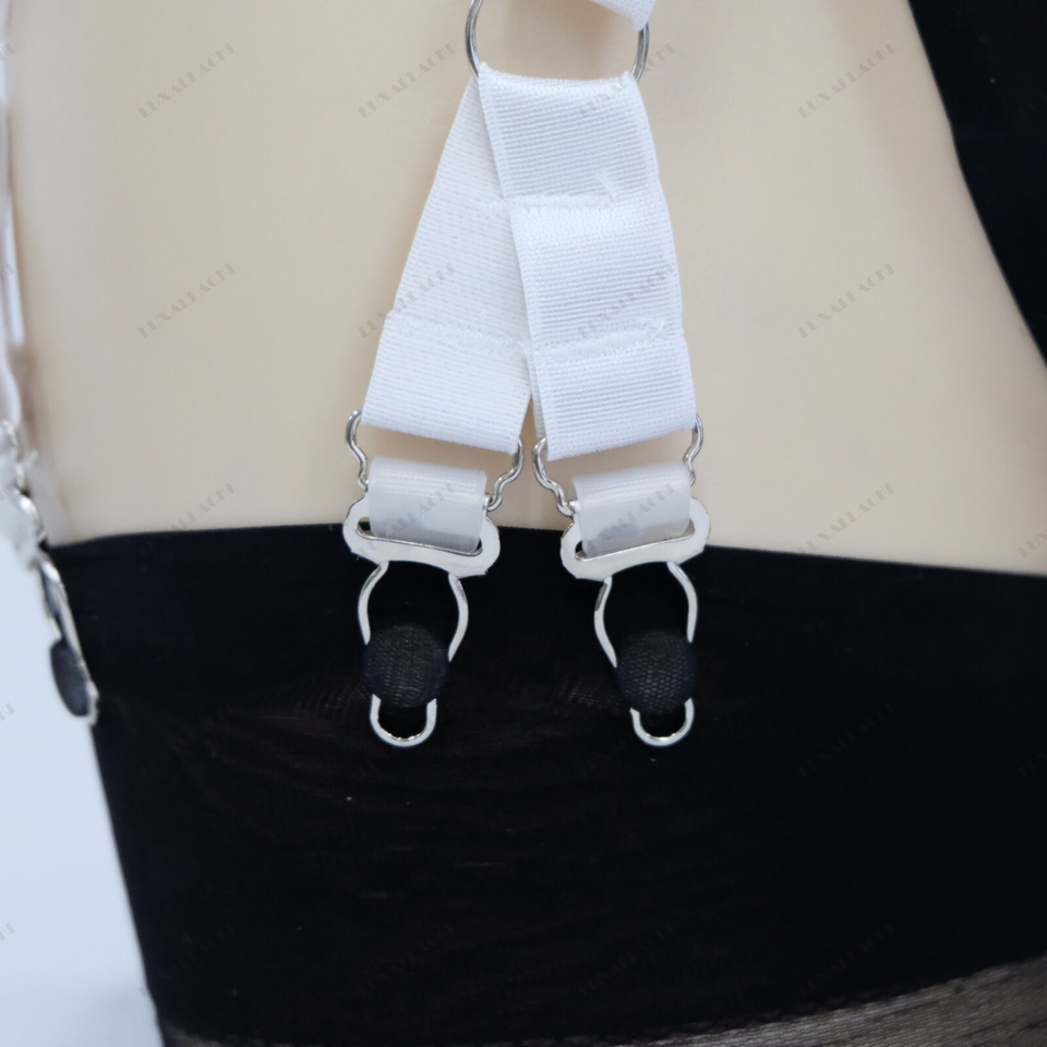 Luxallacki Stretchy 6 Straps Garter Belt with 12 Metal Claws for Women ...