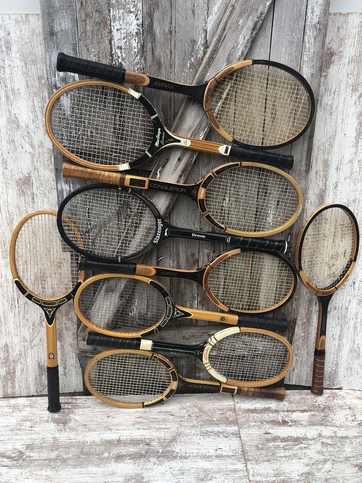 Wood Tennis Racket Bulk Lot Wilson Spalding Clean Strings Intact ...
