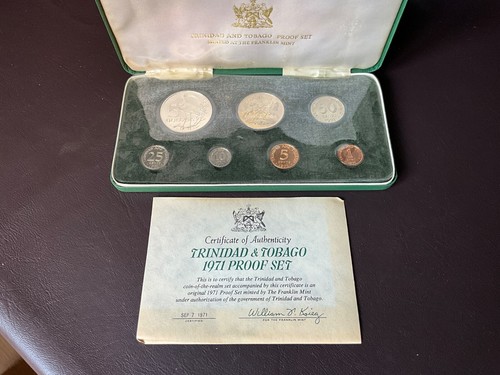 TRINIDAD AND TOBAGO 1971 7 COIN PROOF SET WITH SILVER - sealed w/coa | eBay
