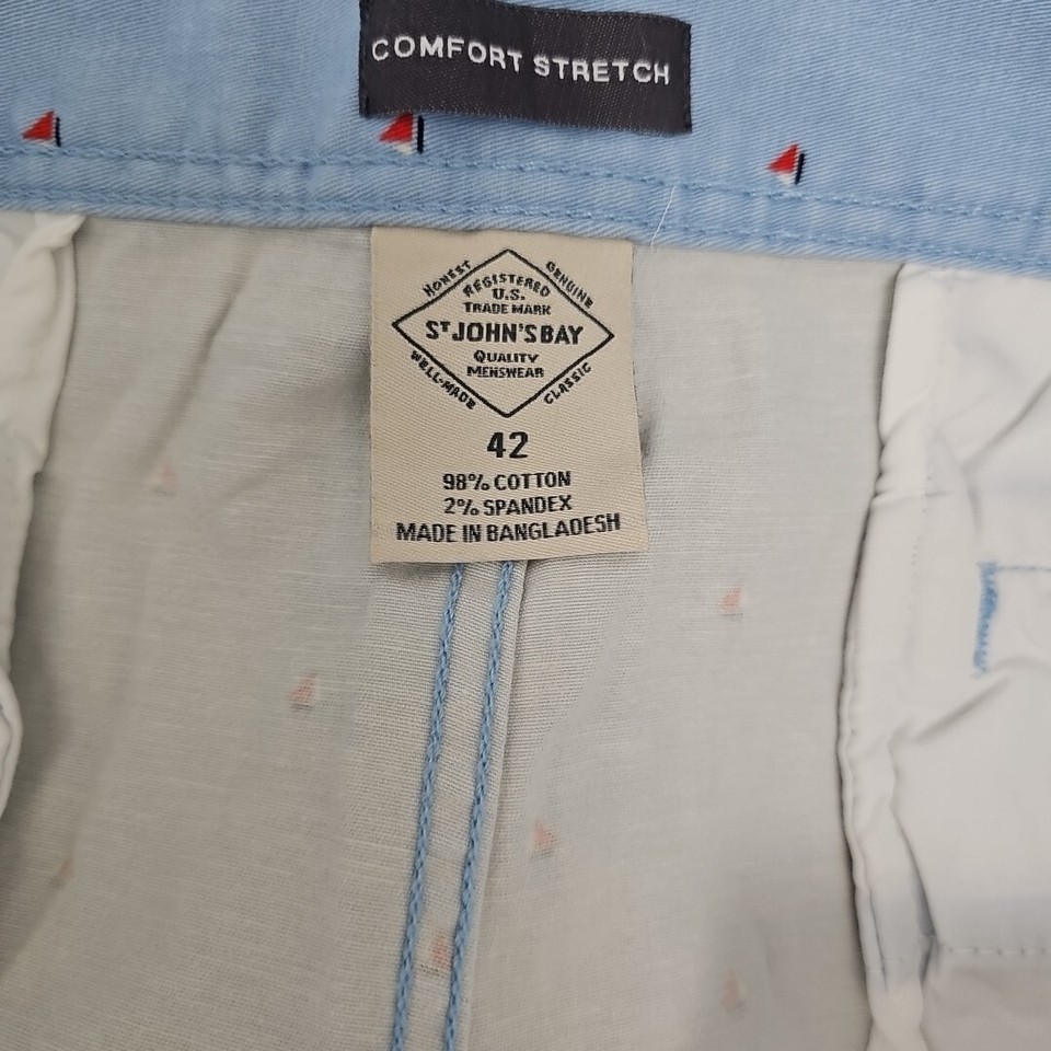 NWT St John’s Bay Men’s Size 42 Blue Cerulean Sailboat Shorts Temp-flex ...