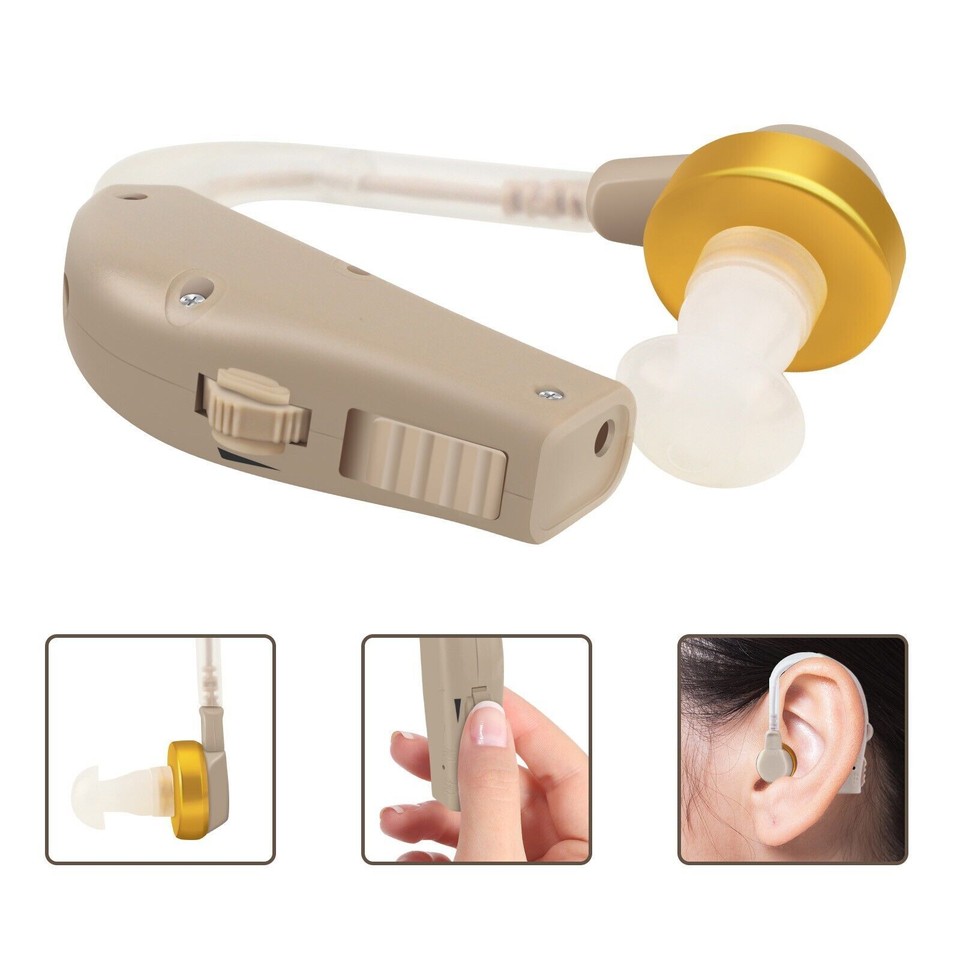 Digital Rechargeable Hearing Aids Kit BTE Behind the Ear Voice Sound ...